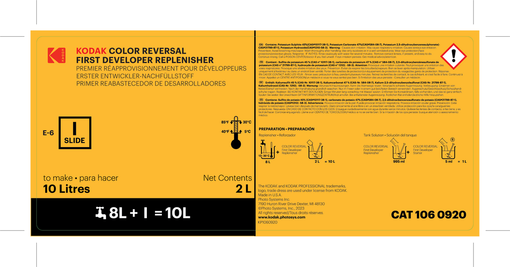 KODAK Color Reversal First Developer Replenisher To Make 4 x 10L (40 ...