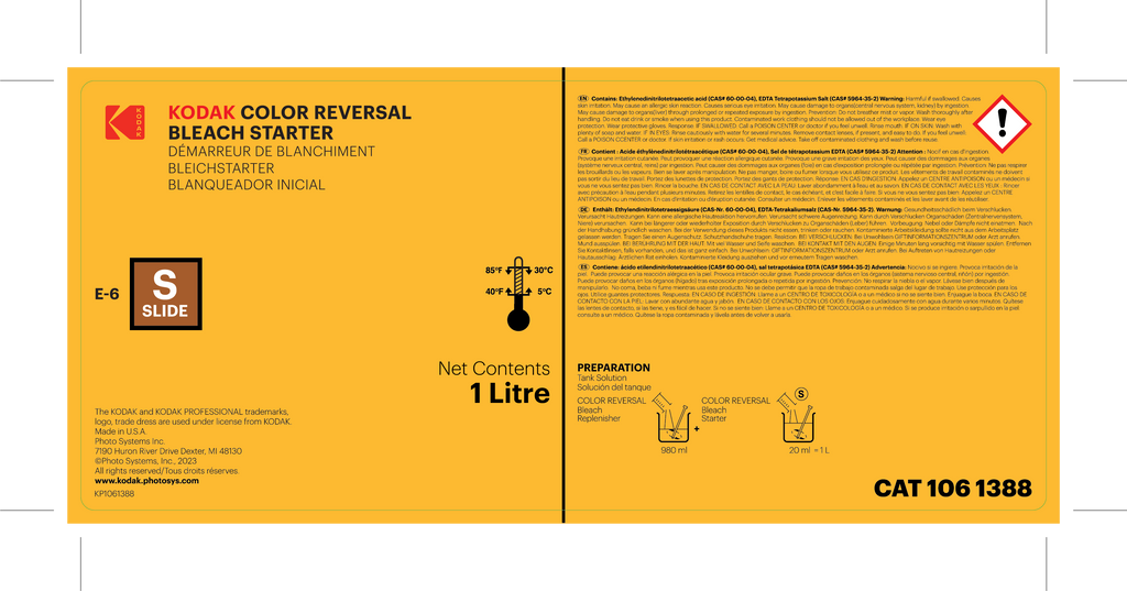 KODAK Color Reversal Bleach Starter 6 x 1L Concentrate for automated E ...