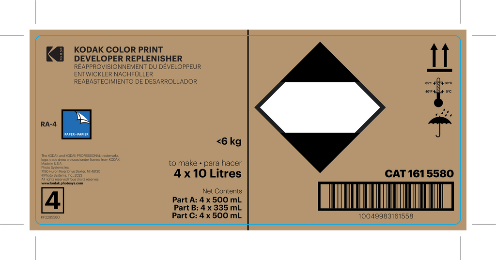 KODAK Color Print Developer Replenisher, To Make 4 x 10L (40 Liters ...